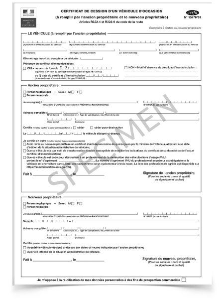 Certificat de cession d'une remorque : cerfa à remplir (PDF)